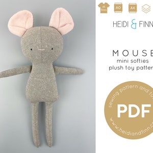 Mouse Doll Sewing Pattern, Mini Softie Pattern, Mouse Sewing Pattern ...