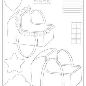 Mini Pals Bed, 14 Inch Doll Bassinet, Doll Carrier Sewing Pattern, Doll ...