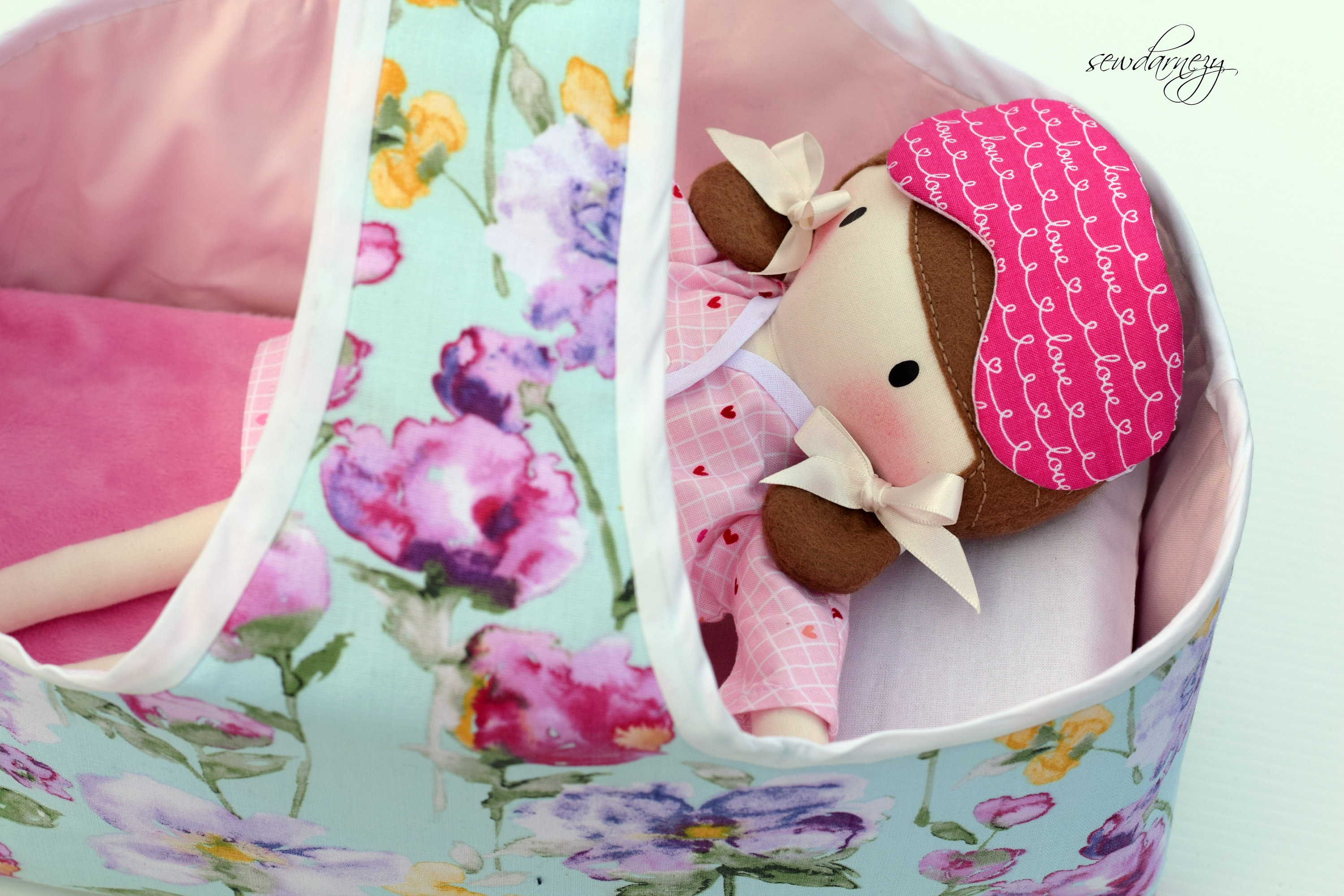 NEW Mini Pals Carry Me Bassinet Baby Carrier Bed Soft Rag Doll Sewing ...