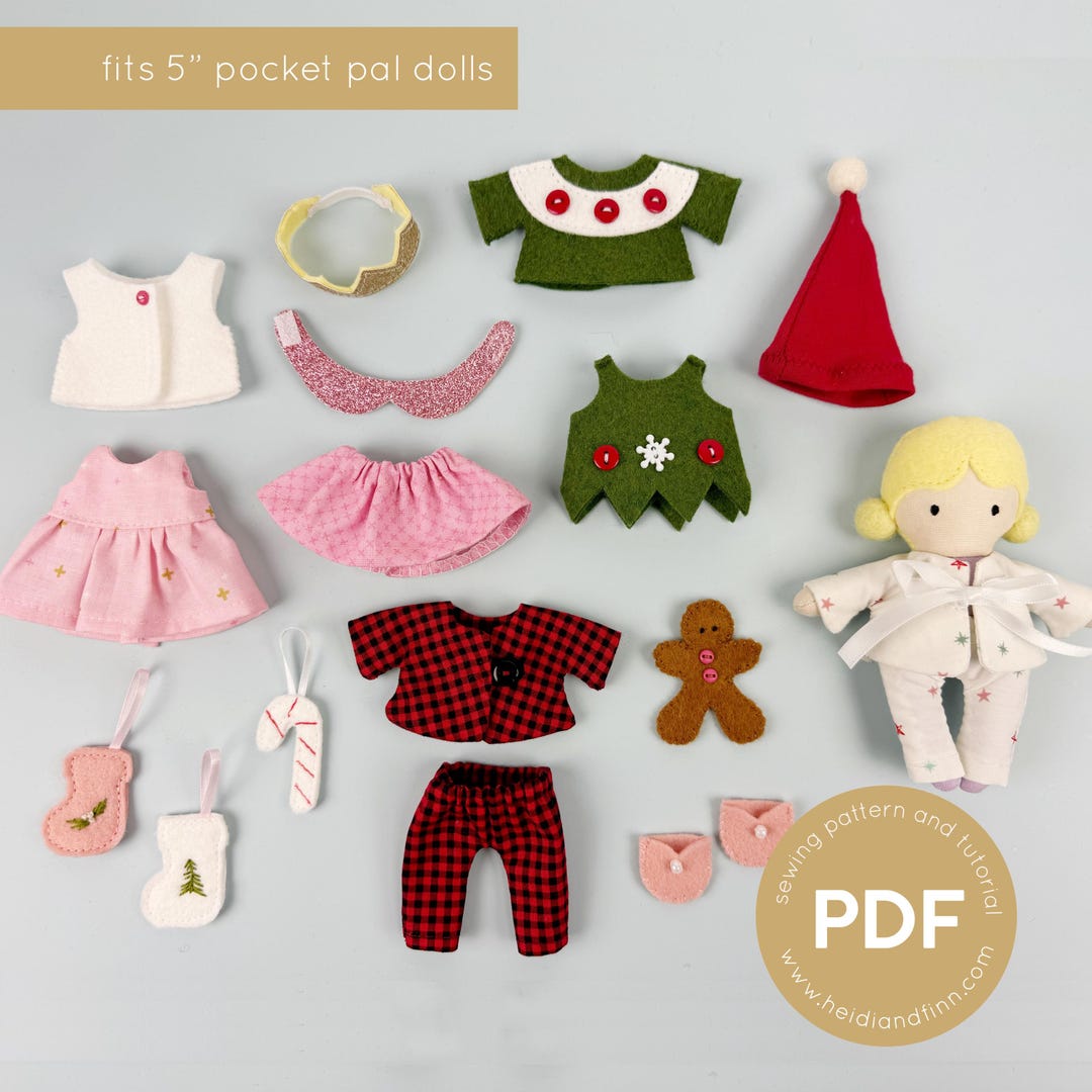Mini Doll Clothing Pattern, Pocket Pals, Toy Doll, Doll Ornament, 5 ...