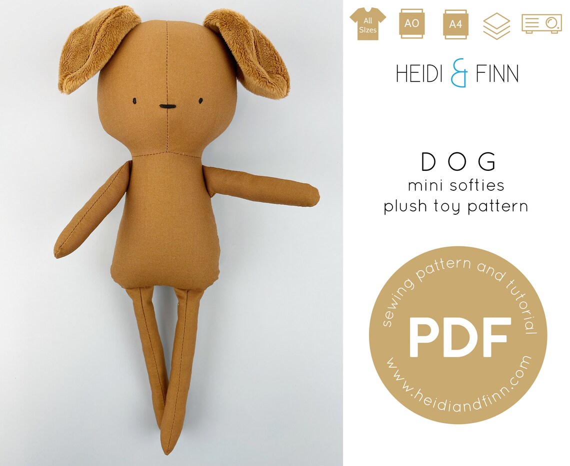 Dog Doll Sewing Pattern, Mini Softie Pattern, Doggy Sewing Pattern ...