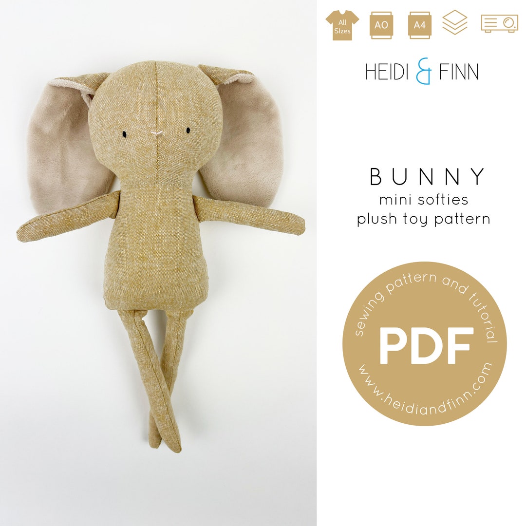 Bunny Doll Sewing Pattern, Mini Softie Pattern, Rabbit Sewing Pattern ...