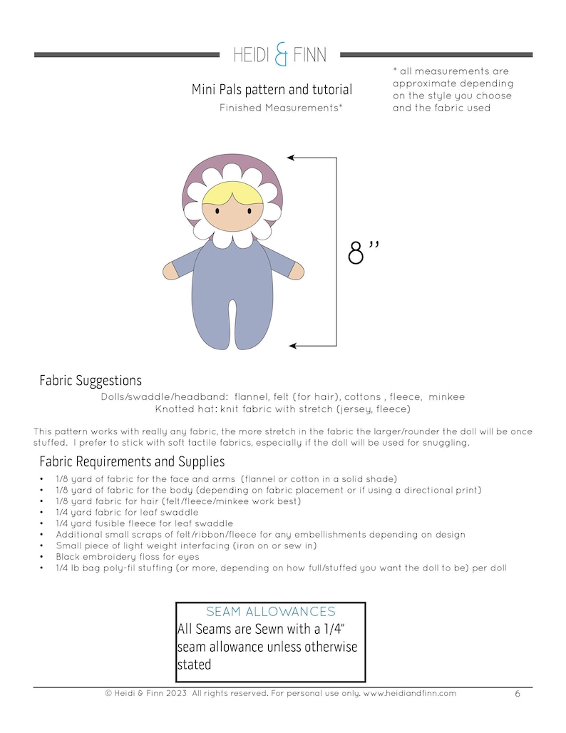 Flower Baby Doll Sewing Pattern Toy Pdf Sewing Pattern Tiny - Etsy