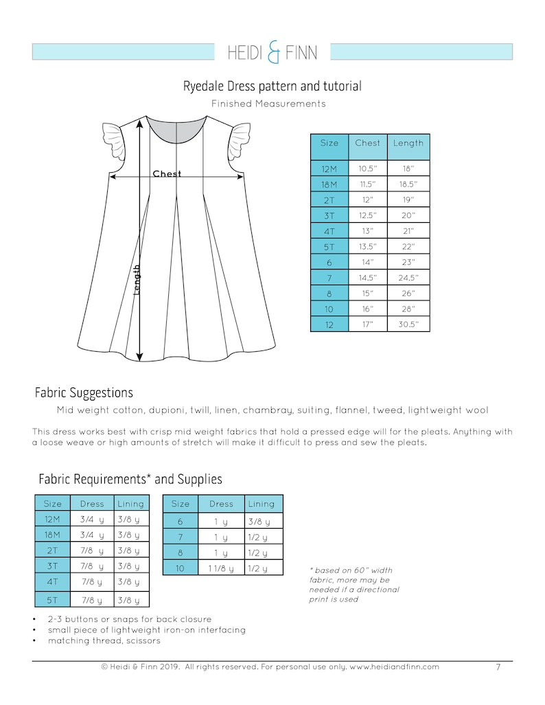 Ryedale Dress, Sewing Pattern, PDF Pattern and Tutorial, Tunic Sewing ...