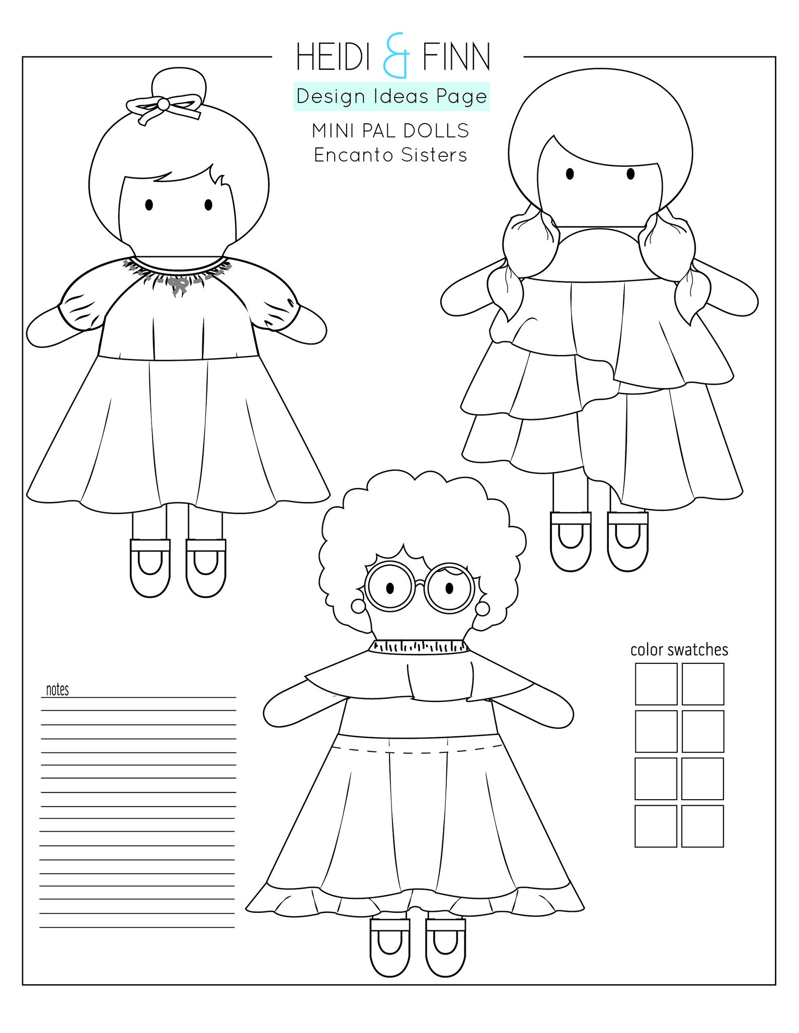 Mini Pal Encanto Sisters, Doll Sewing Pattern, Pdf Sewing Pattern ...