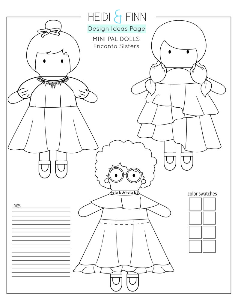 Mini Pal Encanto Sisters, Doll Sewing Pattern, Pdf Sewing Pattern ...
