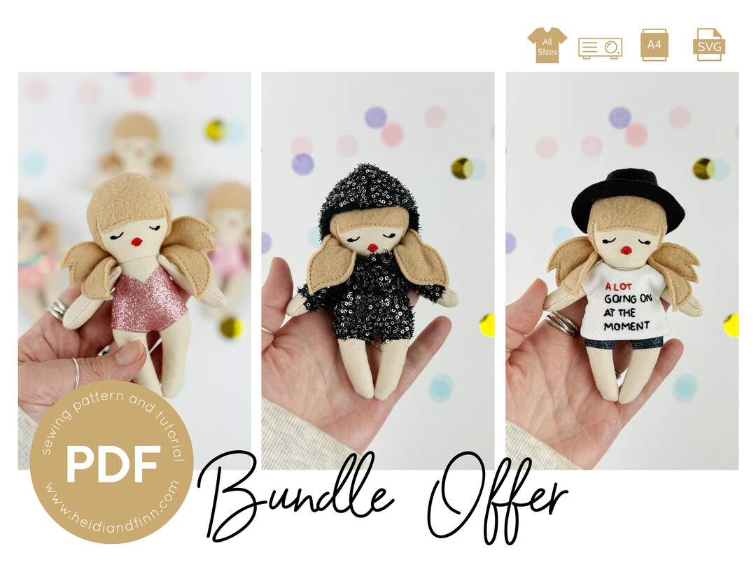 Mini Doll Pattern, TAYLOR BUNDLE, Pocket Pals, Doll Ornament, 5 Inch ...