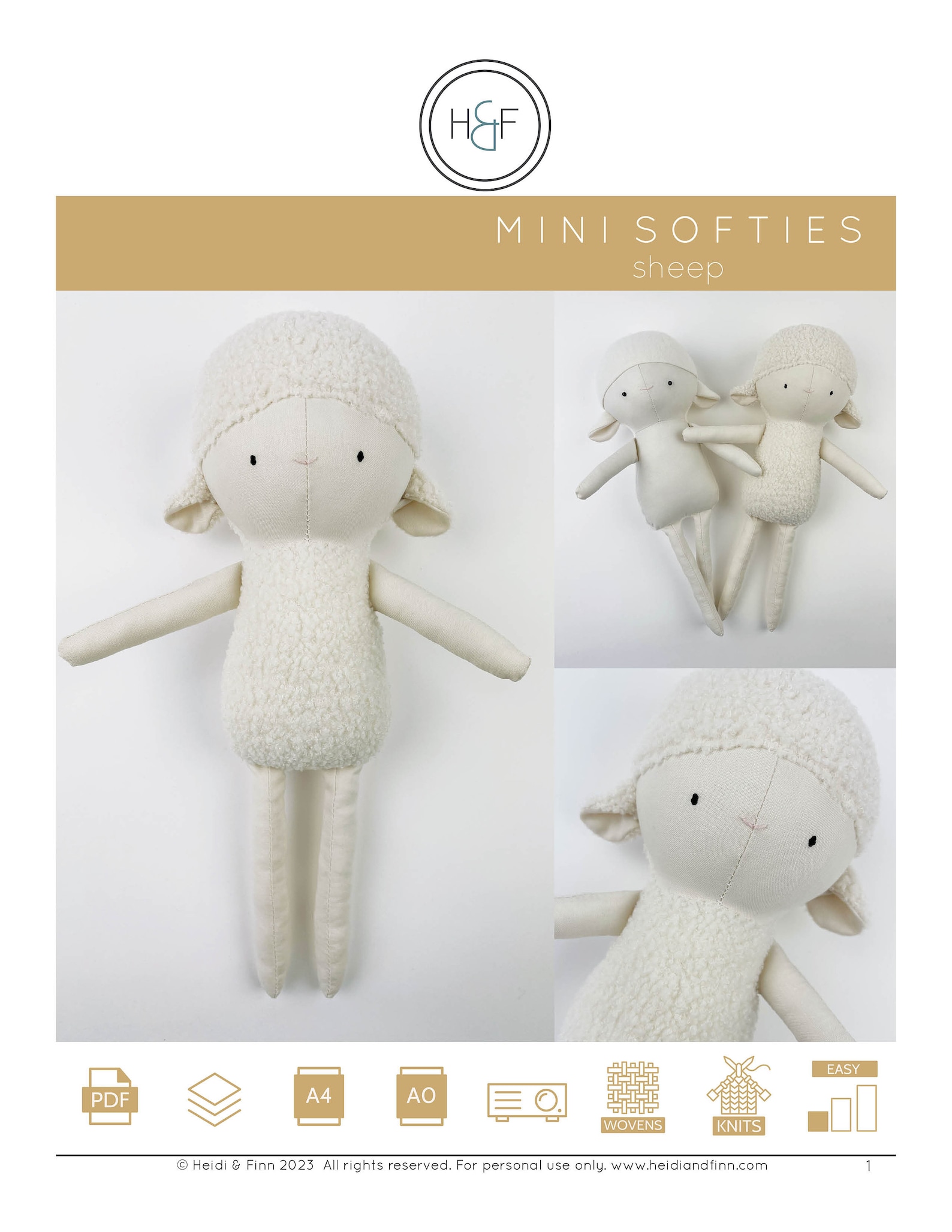 Sheep Doll Sewing Pattern, Mini Softie Pattern, Lamb Sewing Pattern ...