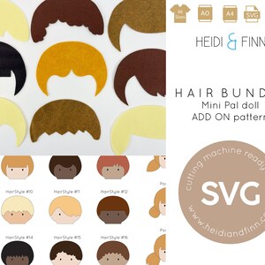 Hairstyle Add On, Mini Pals Soft Doll Sewing Pattern, Felt Hair for ...