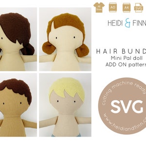 Hairstyle Add On, Mini Pals Soft Doll Sewing Pattern, Felt Hair for ...