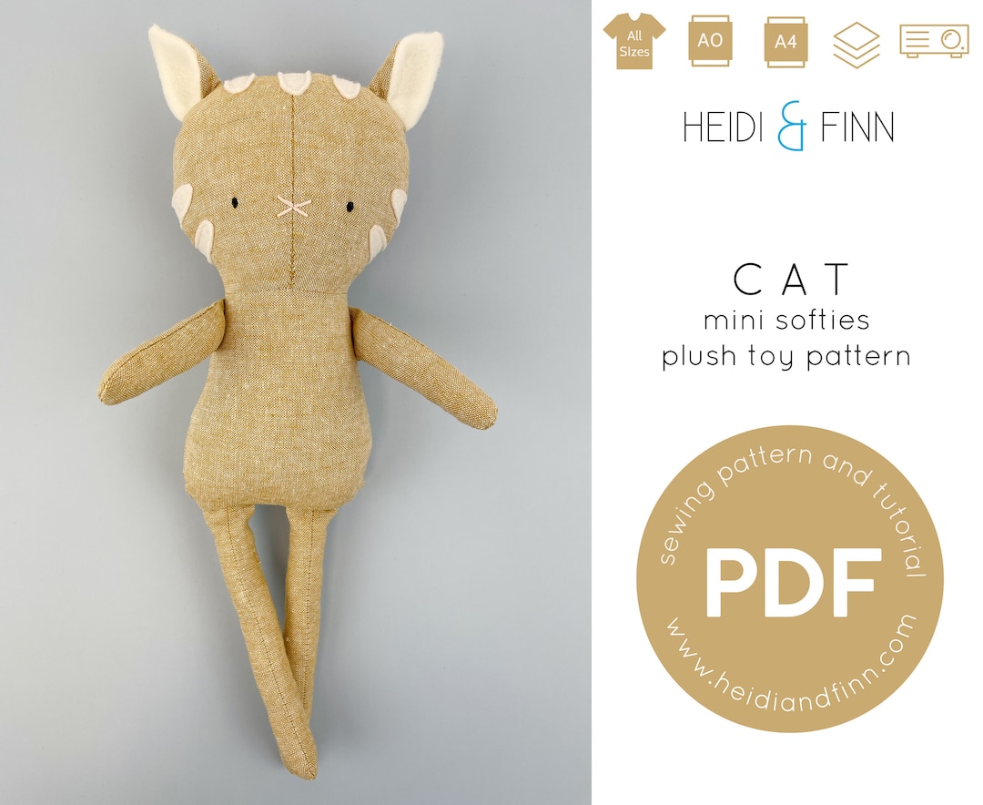 Cat Doll Sewing Pattern, Mini Softie Pattern, Kitten Sewing Pattern, Cat Pdf Pattern, Plush Dog ...