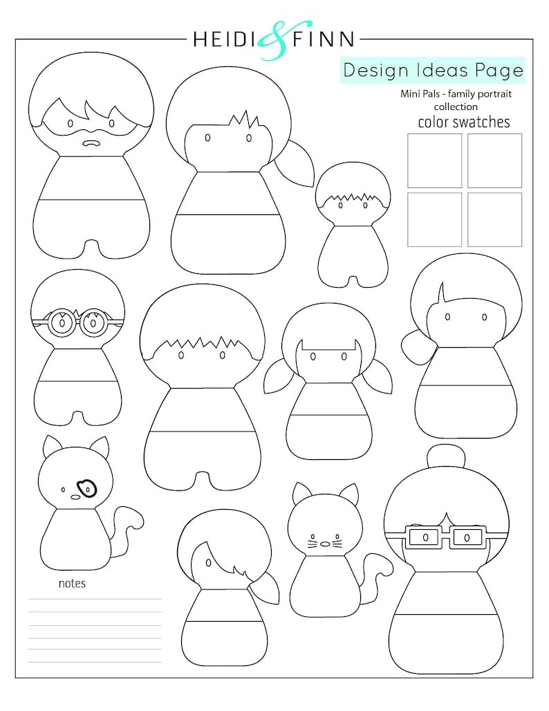 Mini Pals FAMILY PORTRAIT soft rag doll pdf sewing pattern toy | Etsy
