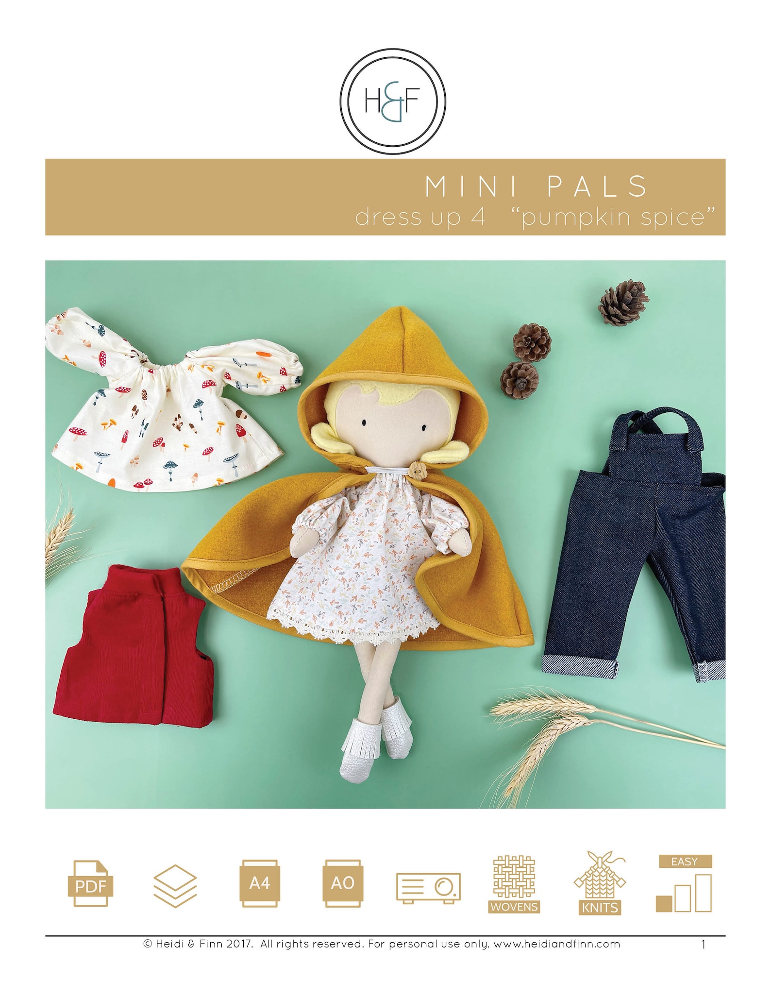Mini Pals DRESS UP Set #4, Doll Wardrobe, Doll Clothing Sewing Pattern ...