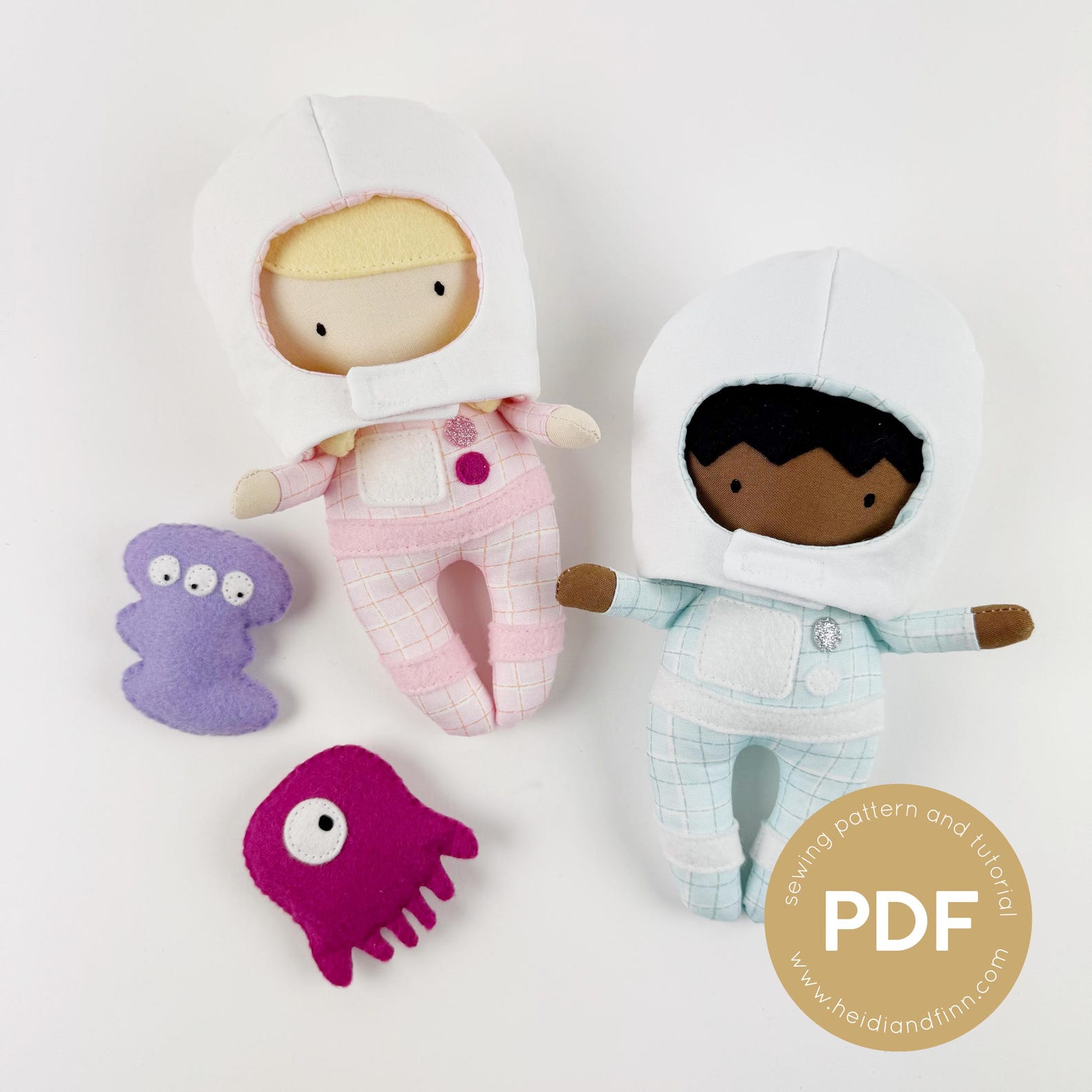 Astronaut Doll Sewing Pattern, Alien Doll Pattern, Tiny Doll Sewing ...