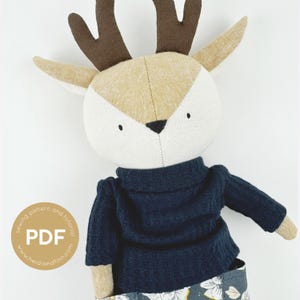DEER Doll Sewing Pattern, Mini Softie Pattern, Deer Sewing Pattern ...