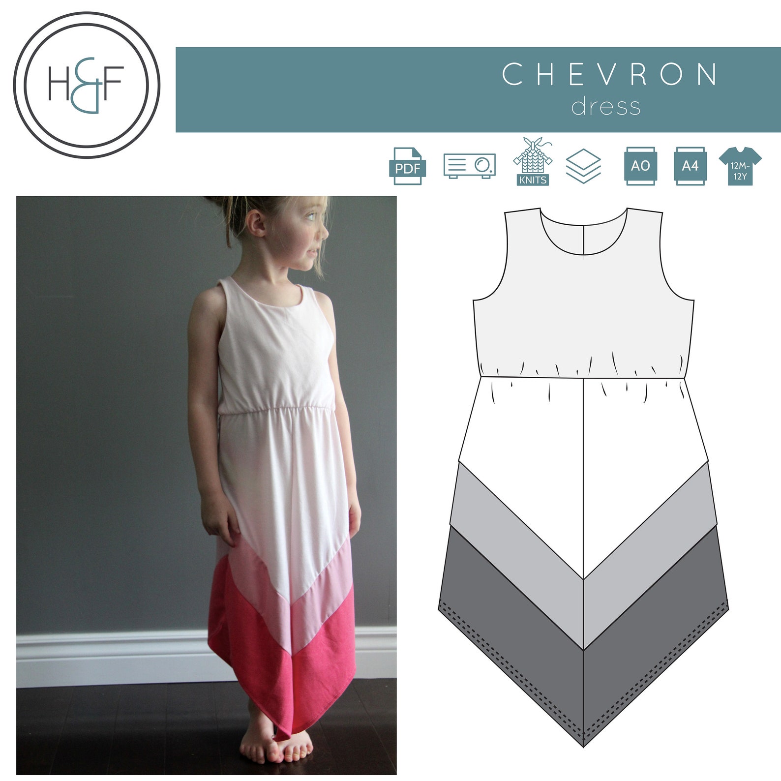 Chevron Dress Sewing Pattern Pdf Pattern Tutorial PDF - Etsy
