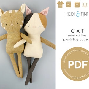 Cat Doll Sewing Pattern, Mini Softie Pattern, Kitten Sewing Pattern ...