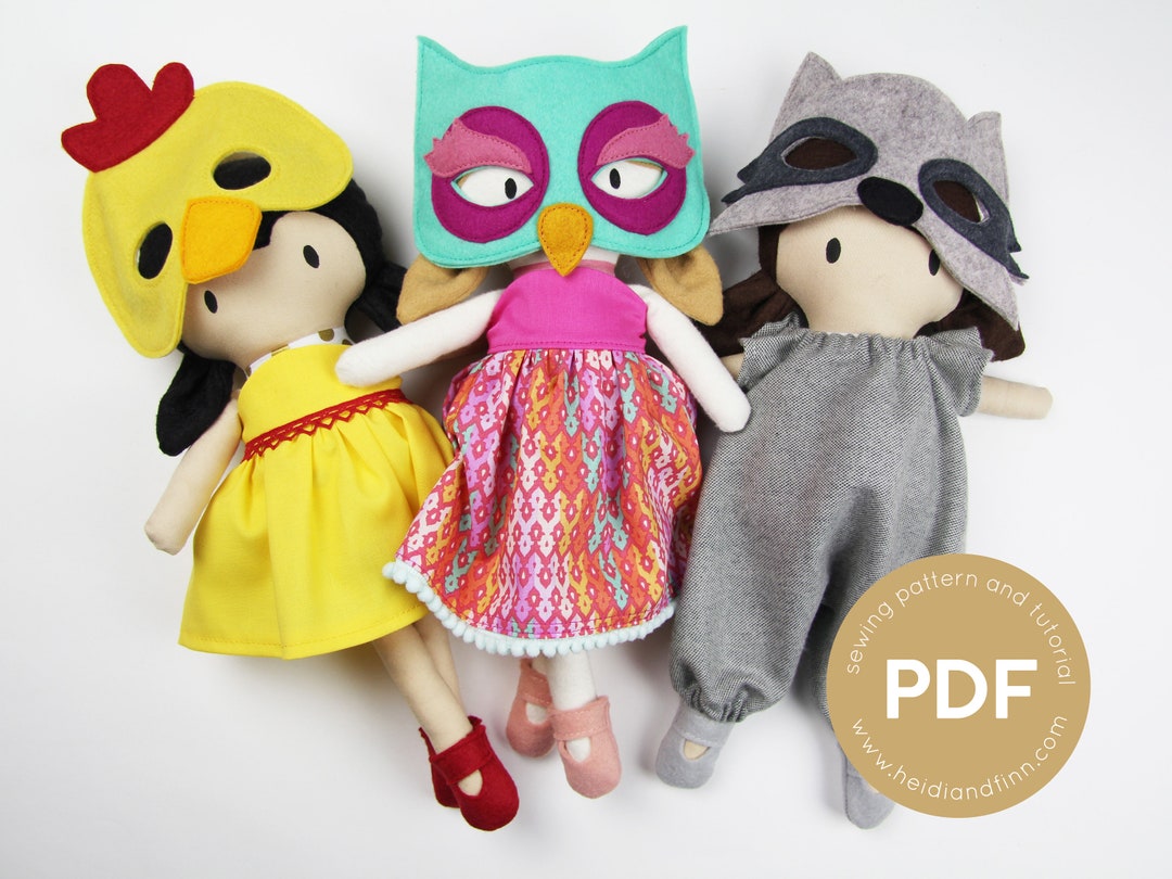 Dress up Doll Sewing Pattern, Mini Pal Dress Me up COSTUME Set, Felt ...