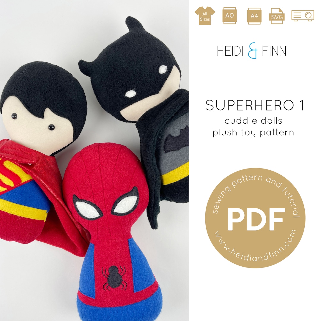 Superhero Doll Pattern, Cuddle Doll Pattern, Sewing Pattern, Soft Doll ...