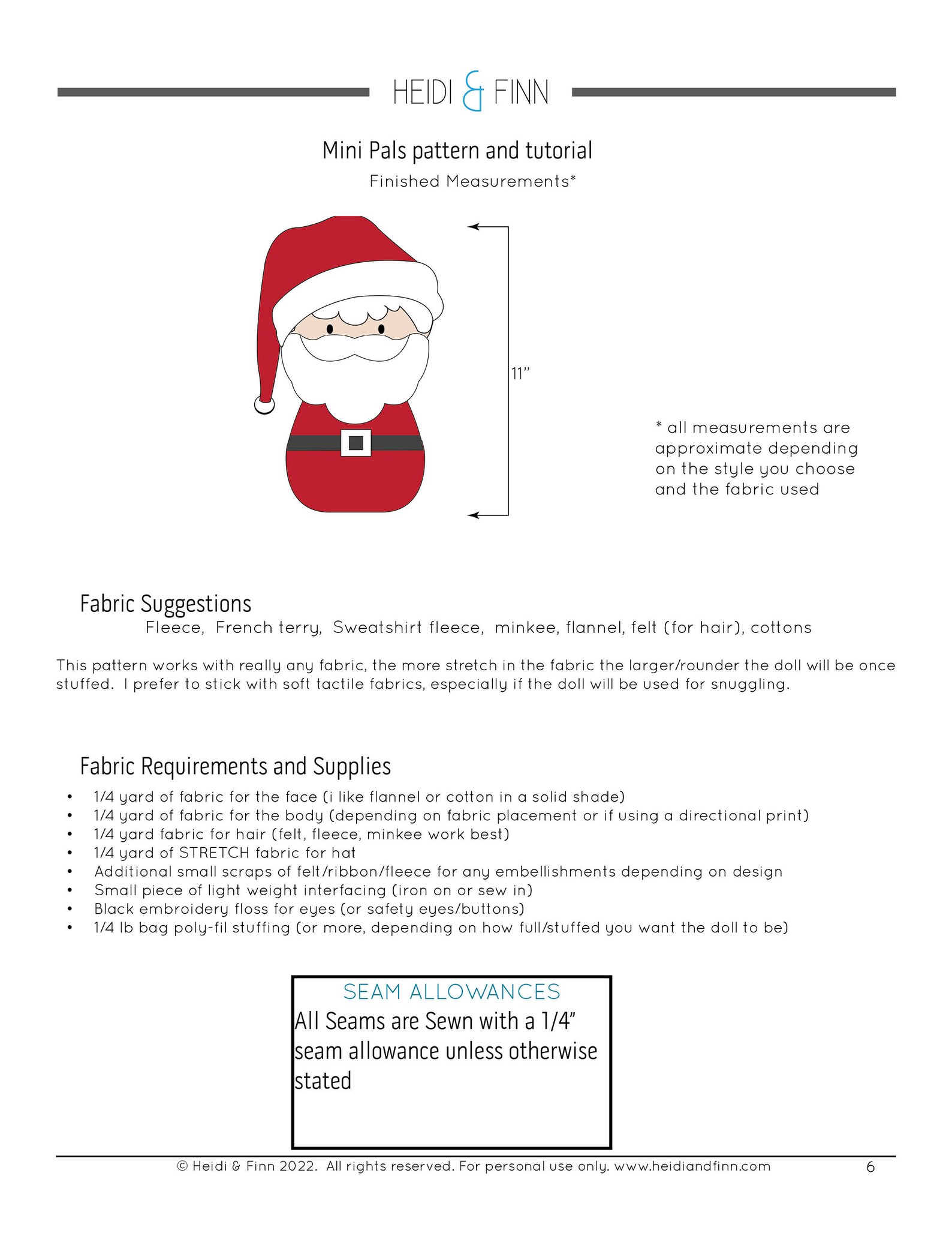 Santa Doll Pattern CUDDLE DOLL Doll Sewing Pattern - Etsy