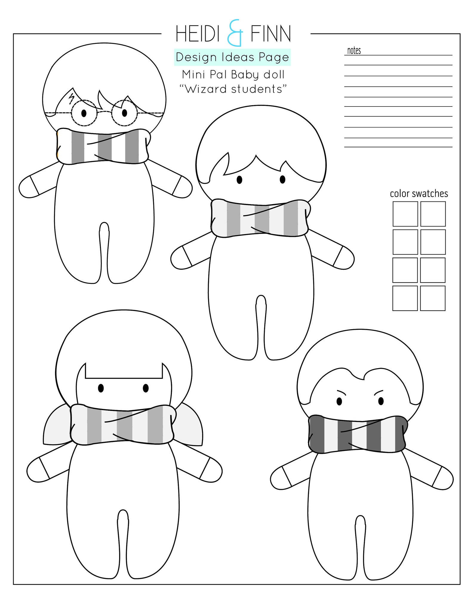 Wizard Baby Doll Sewing Pattern, WIZARD STUDENTS, Doll Pdf Sewing ...