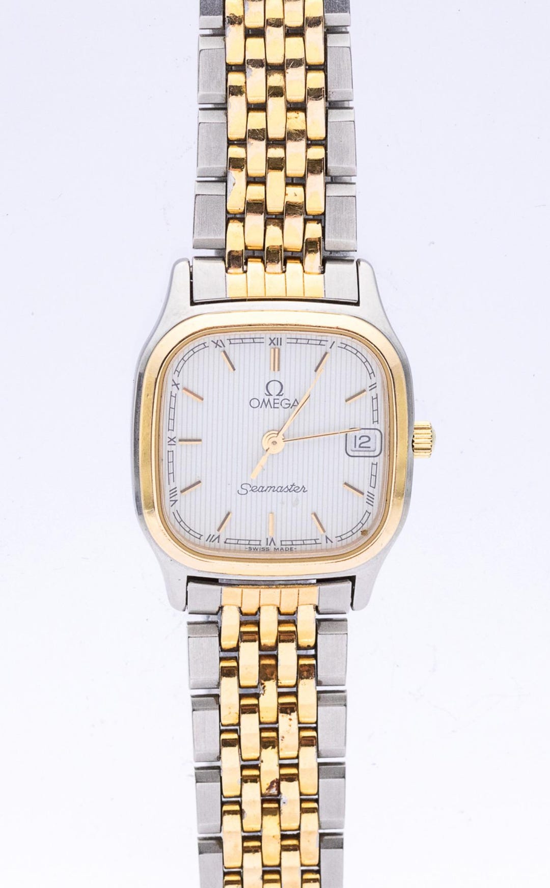 Vintage Omega Watch Gold and Steel Seamaster Quartz Wristwatch ...