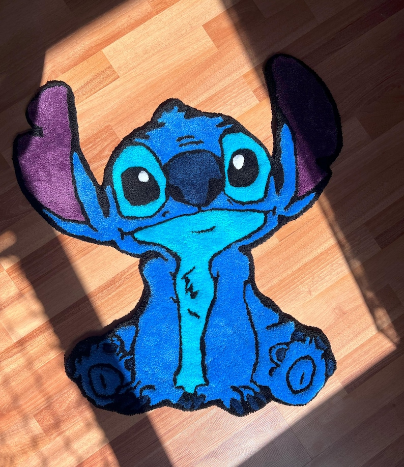 Handmade Stitch Tufted Rug: Blue Alien Carpet, Kids Room Decor - Etsy