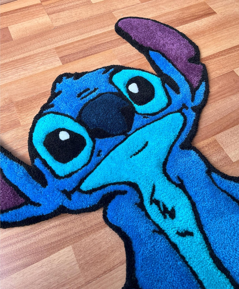 Handmade Stitch Tufted Rug: Blue Alien Carpet, Kids Room Decor - Etsy