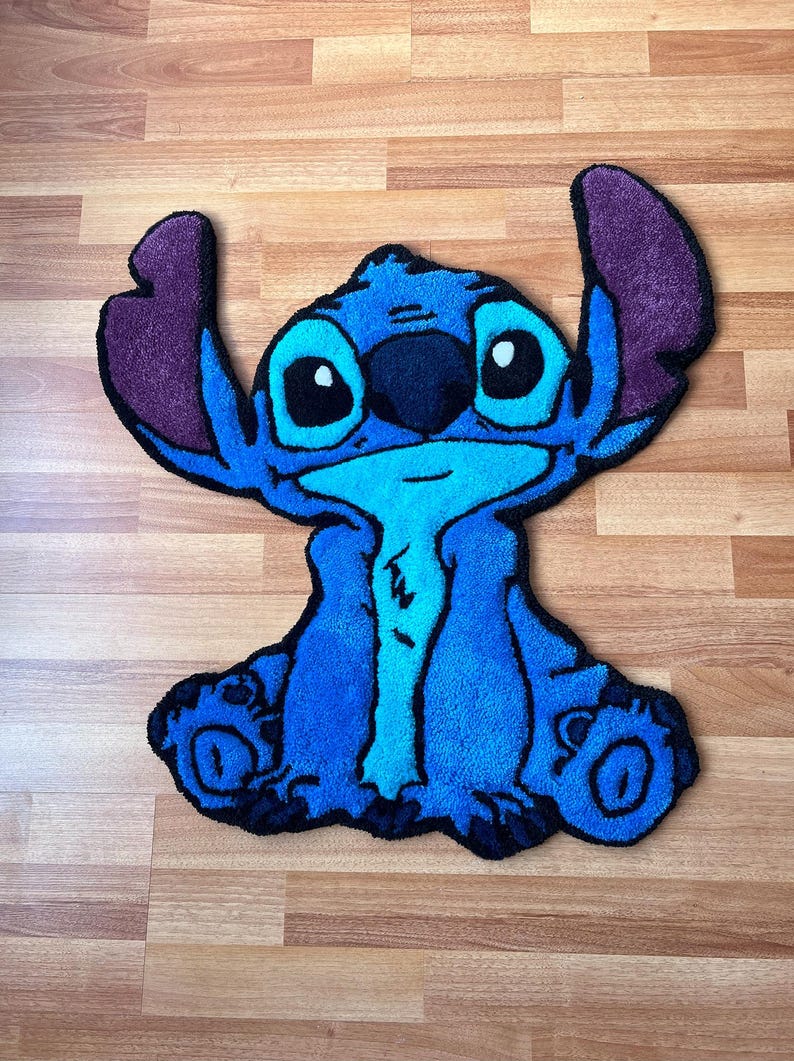 Handmade Stitch Tufted Rug: Blue Alien Carpet, Kids Room Decor - Etsy