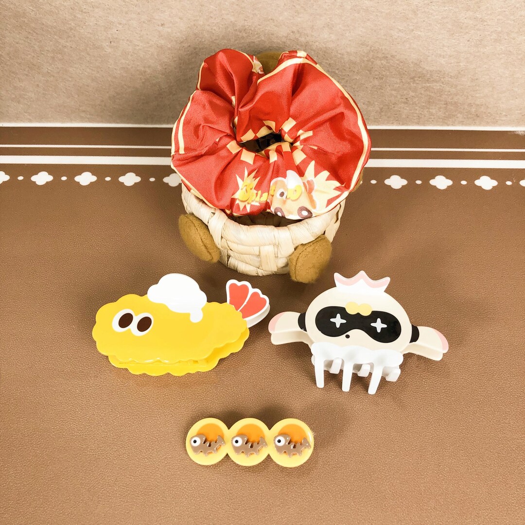 Splatoon 3 Handmade Hair Accessories Set Fried Shrimp Scrunchie Tempura ...