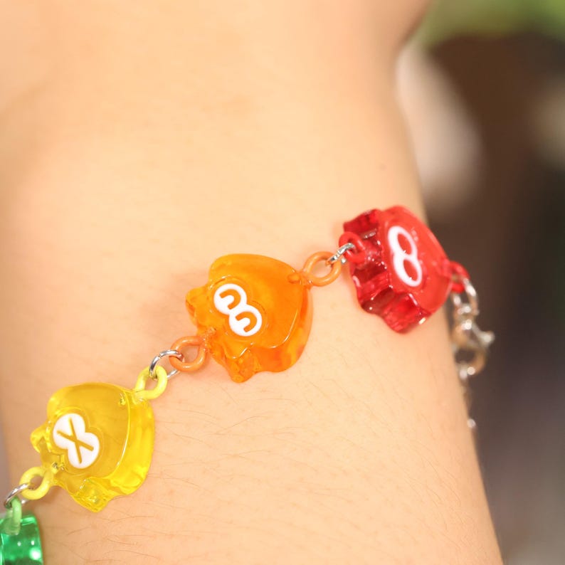 Squid Rainbow Octoling Bracelet Handmade Resin Jewelry 7 Colorful Beads ...