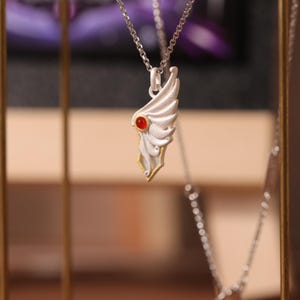 Clow Card Sword and Shield Necklaces Set in Sterling Silver With Ruby ...