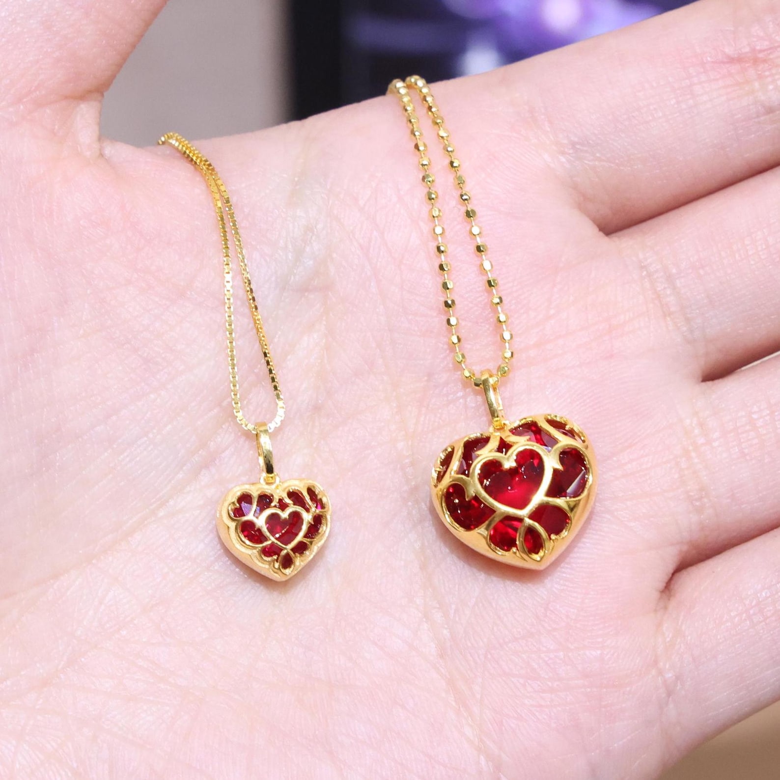 Zelda Heart Container Necklace Bracelet 18k Gold Jewelry, Ruby Necklace ...