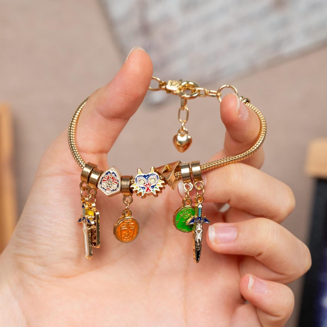 Legend of Zelda Christmas Charm Bracelet Enamel Gold Plated Jewelry ...