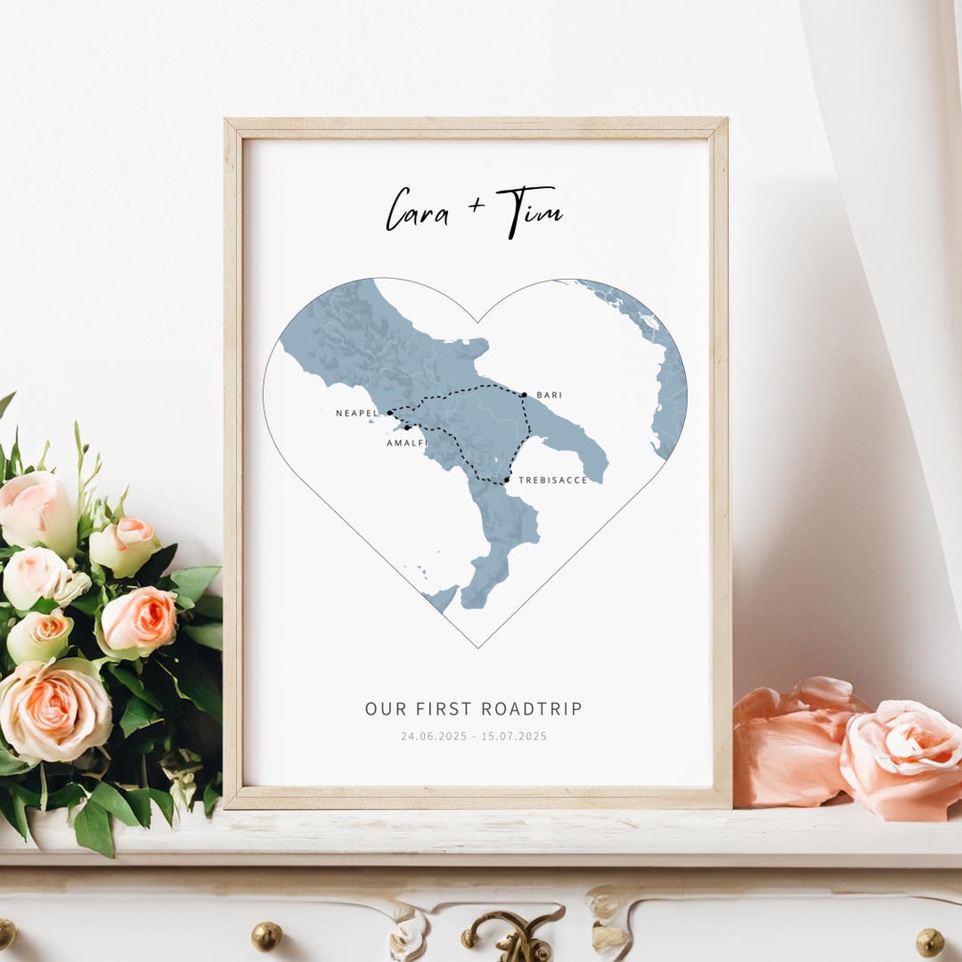 Personalized Itinerary | Custom Map | Road Trip Poster | Travel ...