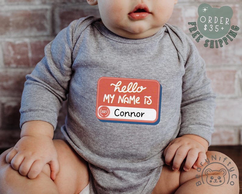 Hello My Name is Baby Onesies® Brand, Personalized Newborn Announcement ...