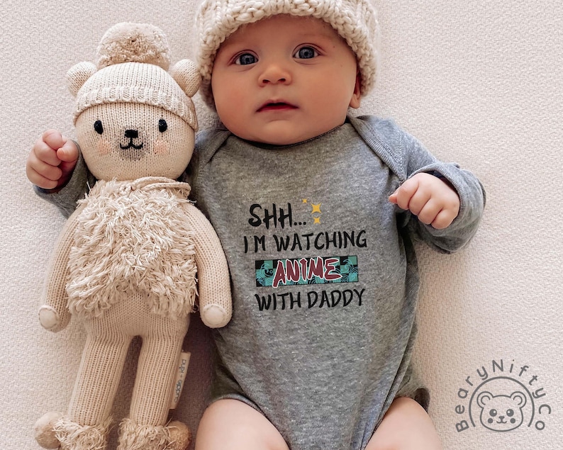 Anime Baby Onesies® Brand, Shh I’m Watching Anime With Daddy Baby ...