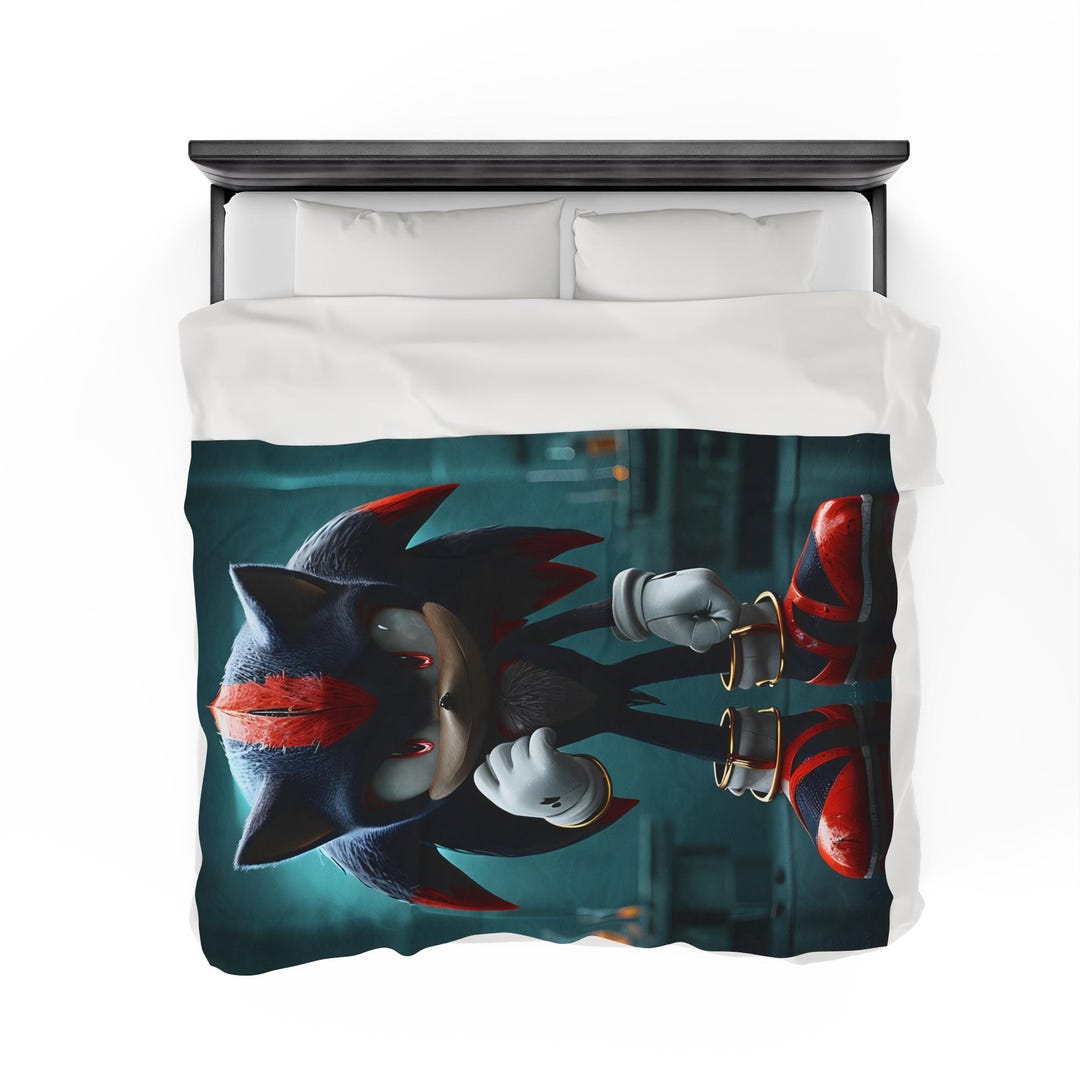 Shadow Sonic Velveteen Blanket: Gamer Room Bedding - Etsy