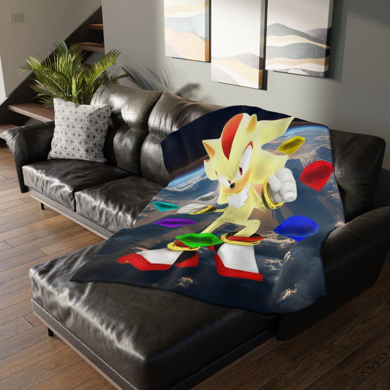 Super Shadow & Sonic Velveteen Blanket: Two-sided Print Bedding - Etsy