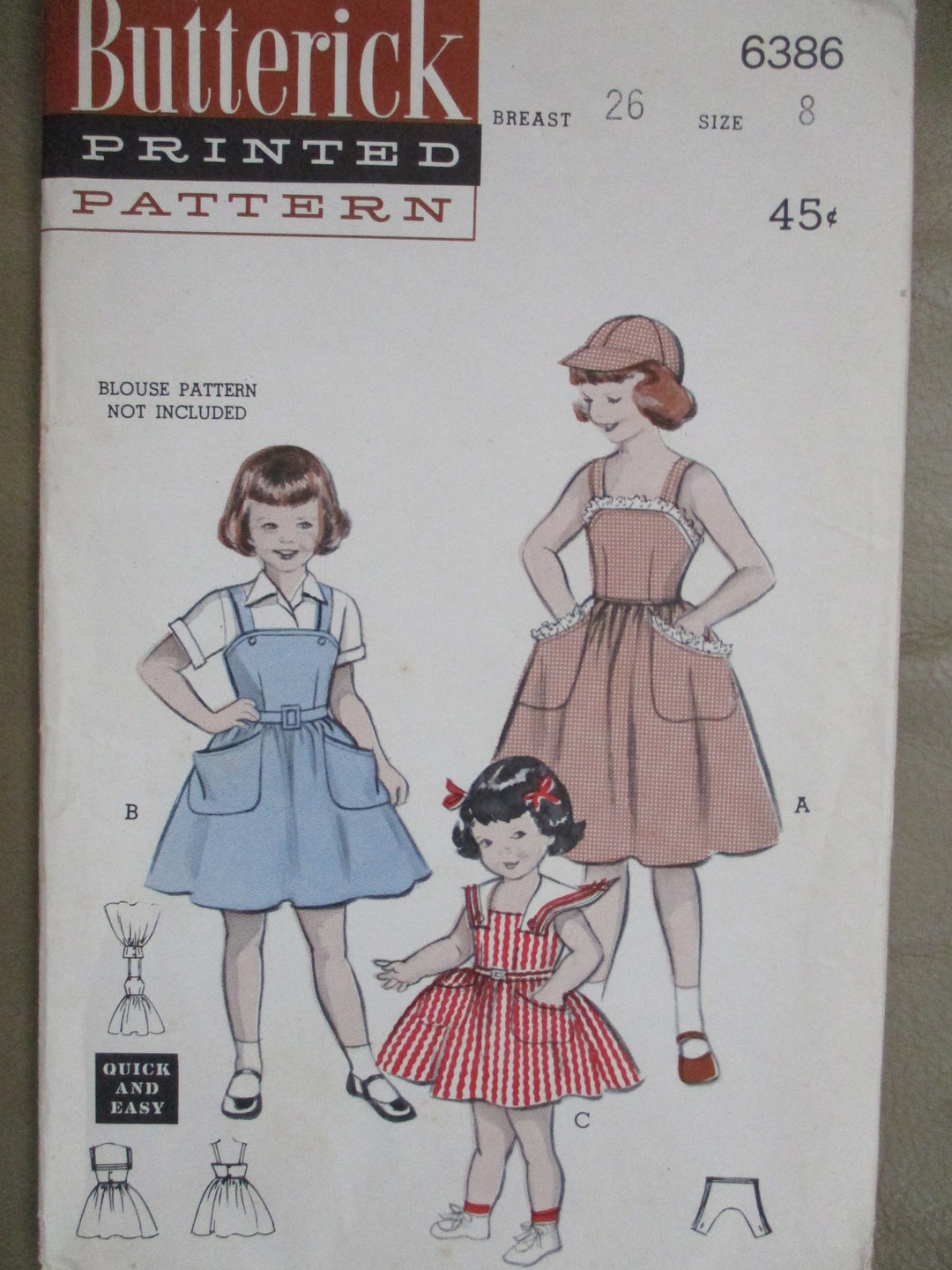 Vintage Butterick Sewing Pattern 6386 Girl's Dress or Jumper. Size 8 ...