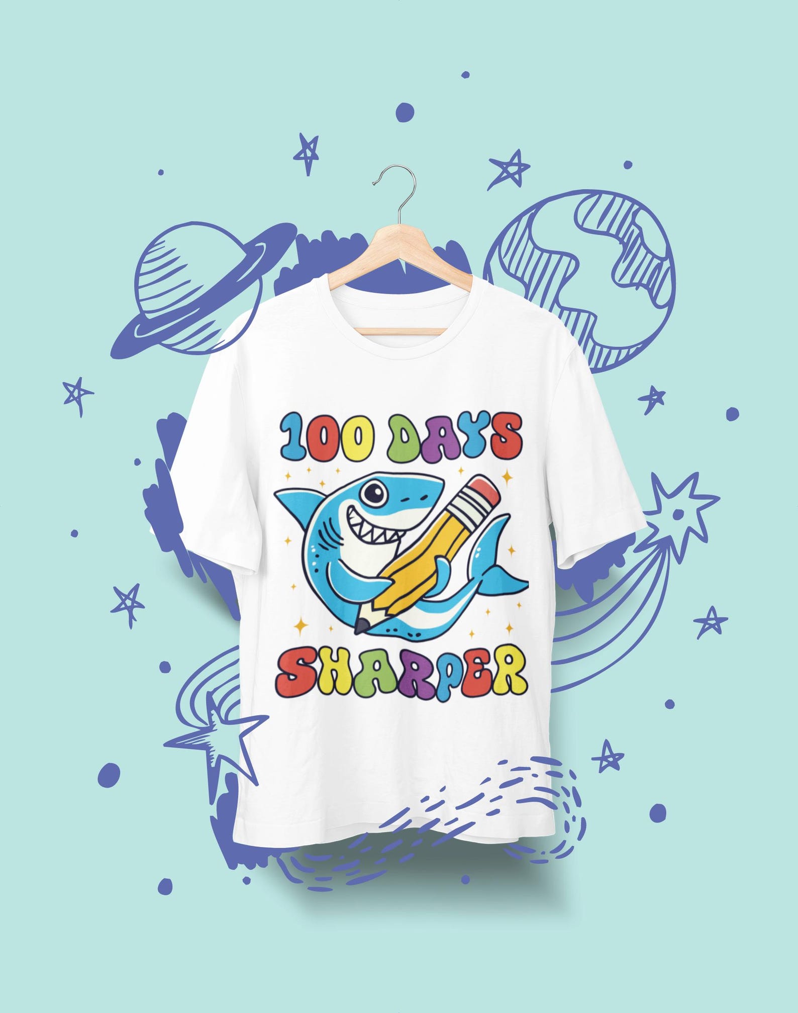 Student 100 Days Sharper Shark Png Svg 100 Days of School Png Scg ...