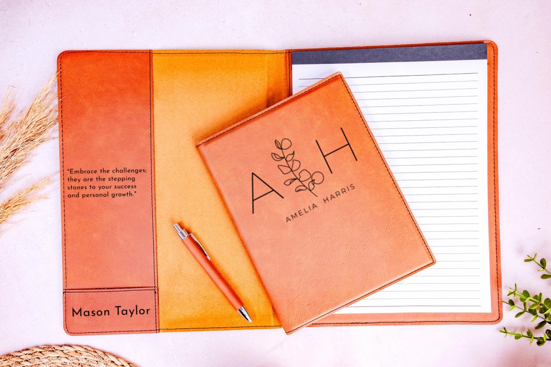 Custom Refillable Notebook, Monogram Padfolio, Personalized Portfolio ...