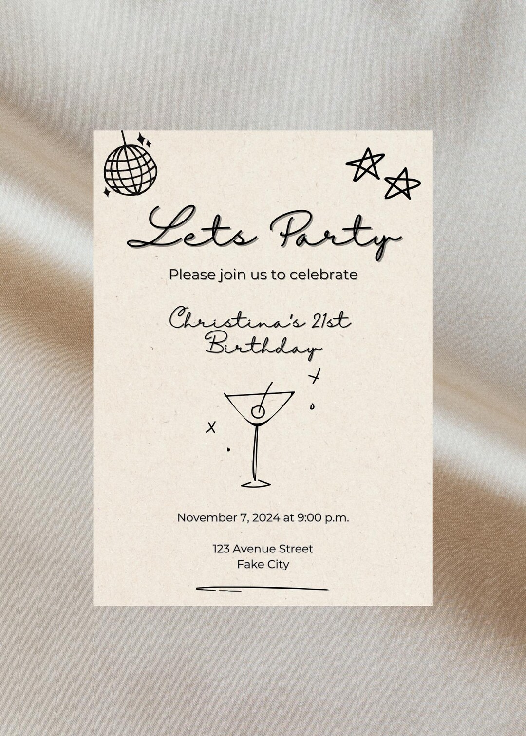 Chic Birthday Invitation Template - Etsy