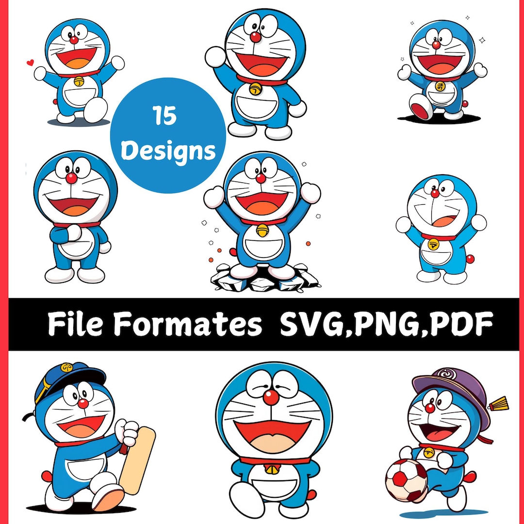 Doremon Cartoon PNG Bundle,15 Doremon Png Bundle, Cricut, Cut Files ...