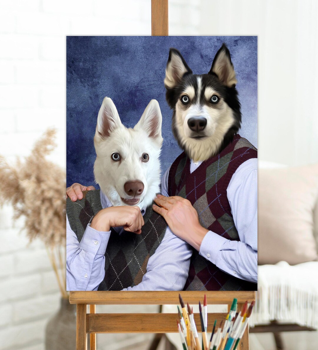 Personalized Step Brothers Pet Portrait, Custom Pet Portrait, Dog ...