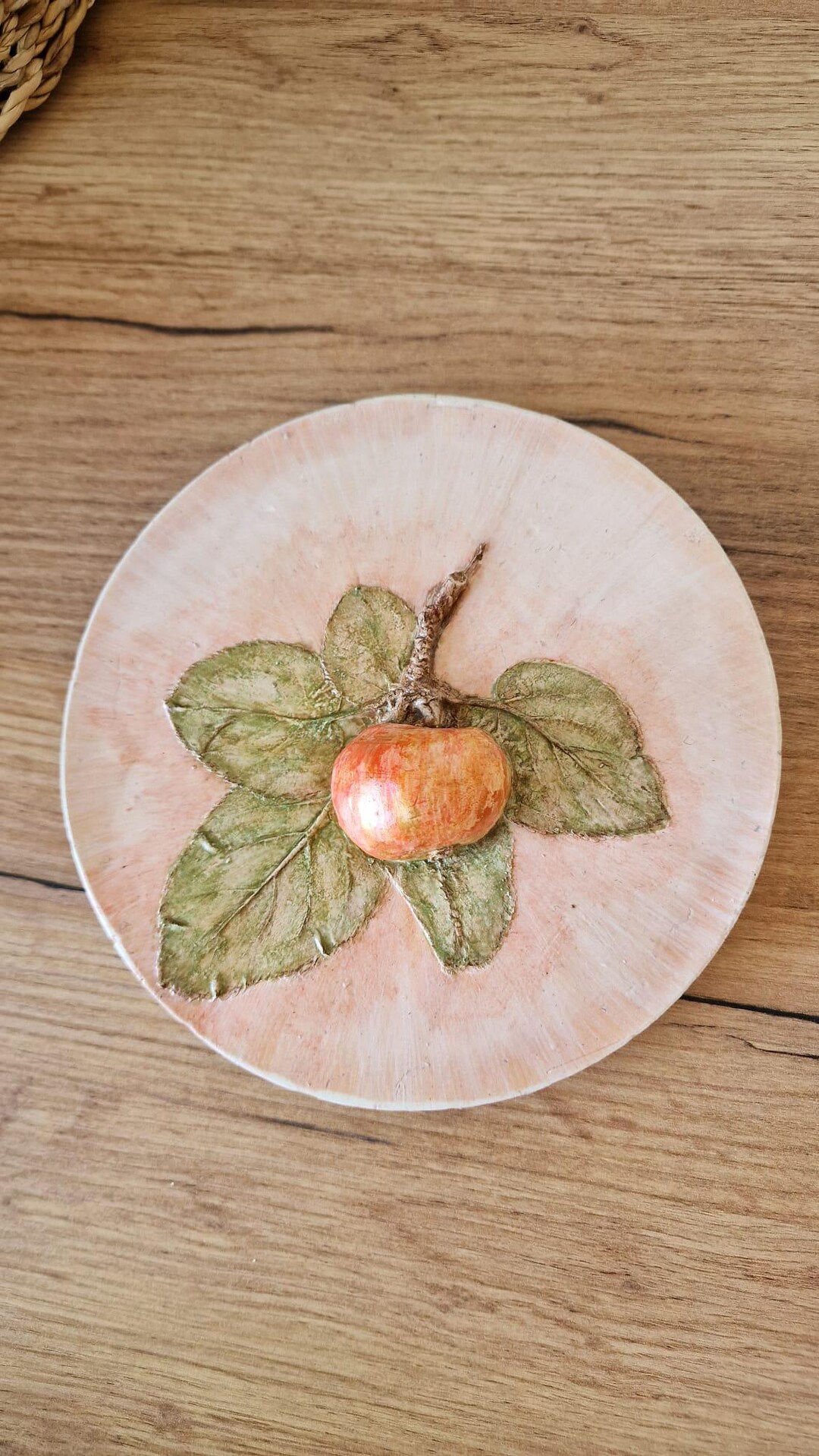 Handmade Plaster (gypsum) Round Wall Art Autumn Apple – Natural ...
