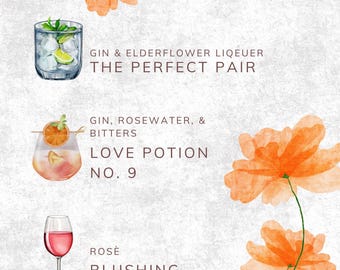 Wedding Drink Menu Template - Etsy