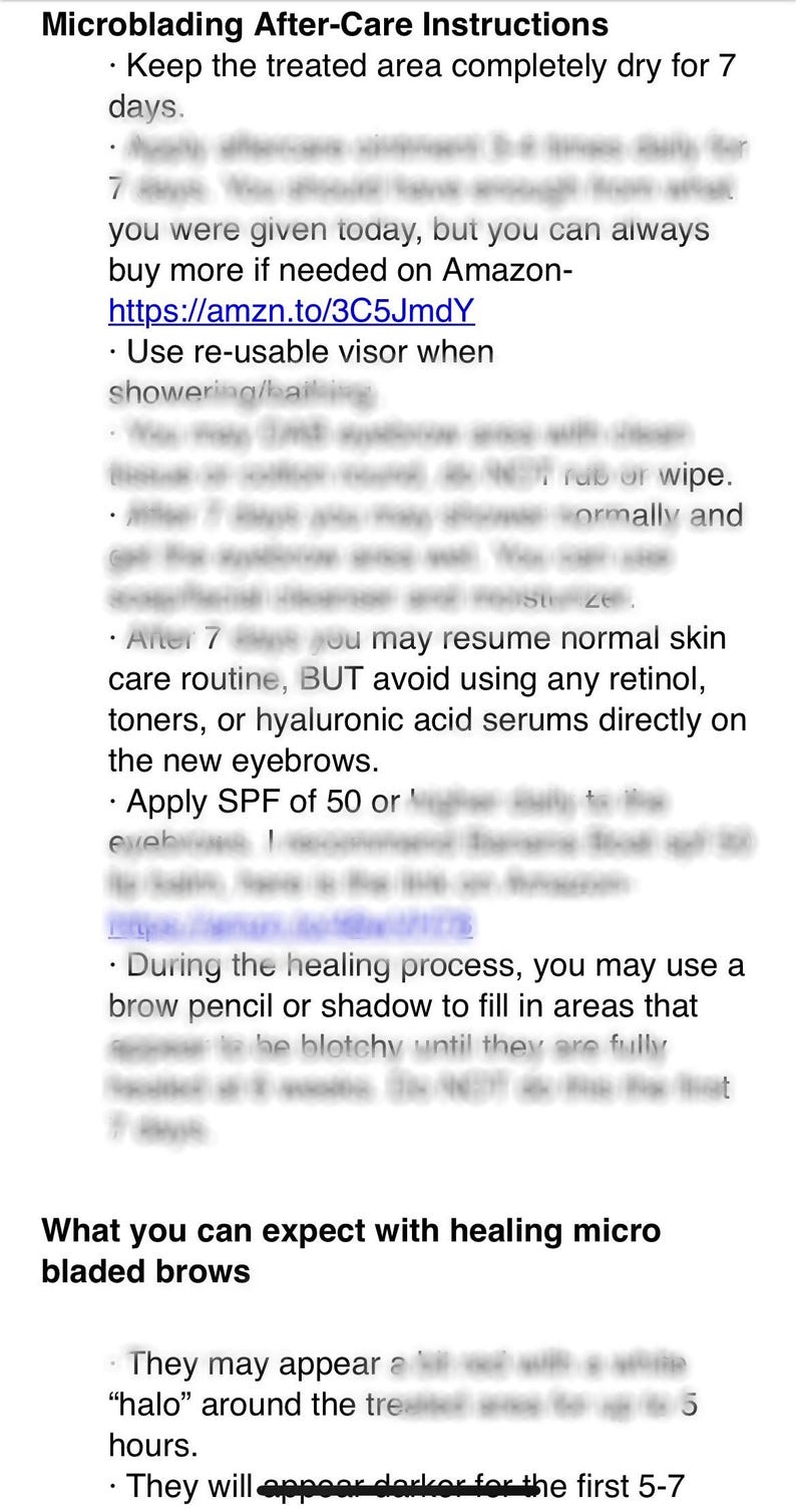 Permanent Make-up Aftercare Instructions for Microbladed Brows - Etsy