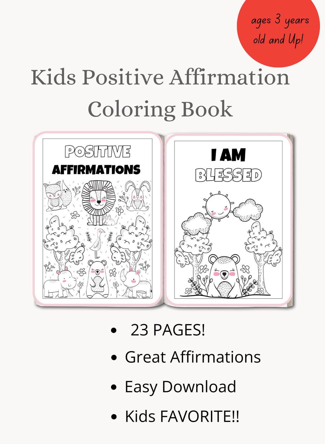 Kids Positive Affirmation Coloring Book - Etsy