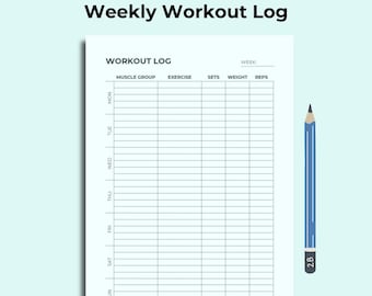 Weekly Workout Log, Training Logbook, Fitness Planner, Printable ...
